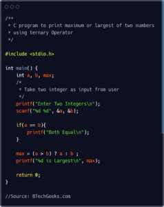 C Program To Find Maximum Of Two Numbers BTech Geeks