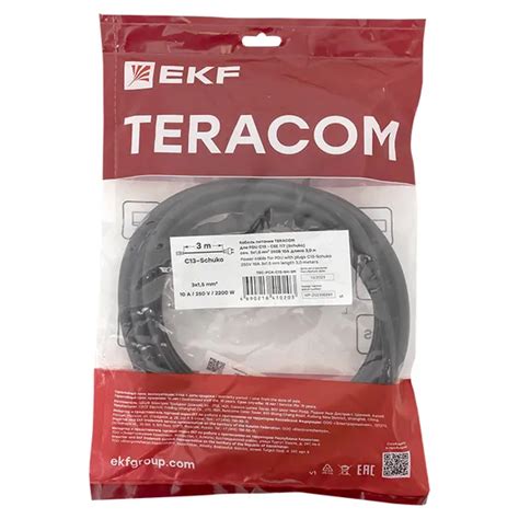 Кабель питания Teracom для Pdu Iec 60320 C13 Cee 7 7 Schuko сечение 3x1 5мм2 250В 10a длина