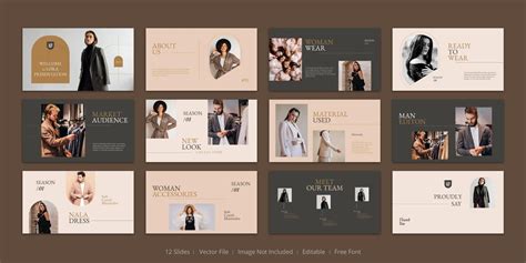 패션 최소한의 슬라이드 프리젠 테이션 템플릿 프리미엄 벡터