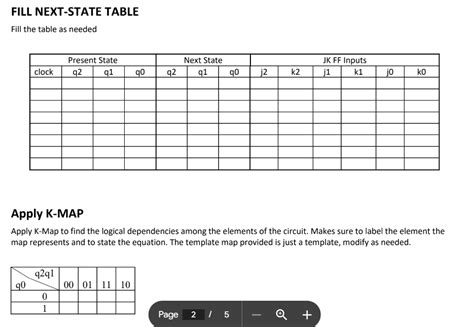 Solved Fill Next State Tablefill The Table As Neededapply