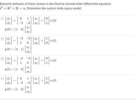 Solved Dynamic Behavior Of Linear System Is Decribed By Chegg Com