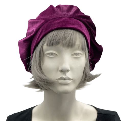 Raspberry Stretch Velvet Beret Boston Millinery