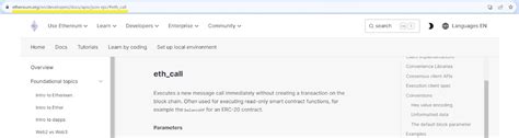 full example walkthrough for the eth call rpc method