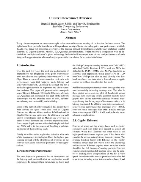 Pdf Cluster Interconnect Overview
