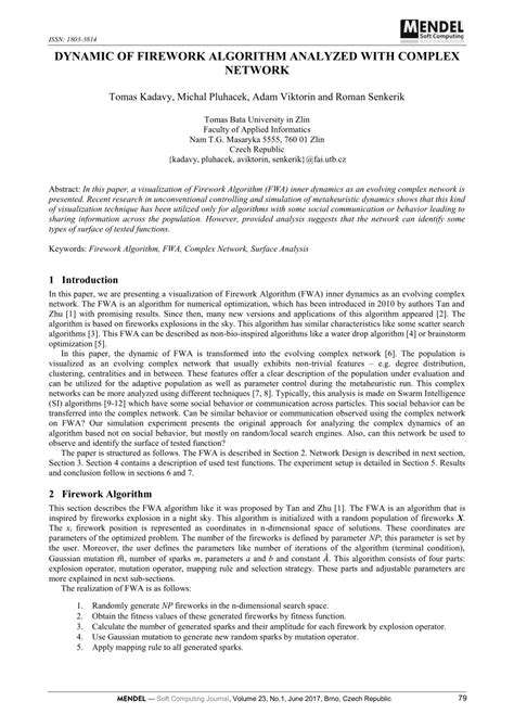 Pdf Dynamic Of Firework Algorithm Analyzed With Complex Network