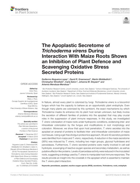 Pdf The Apoplastic Secretome Of Trichoderma Virens During Interaction