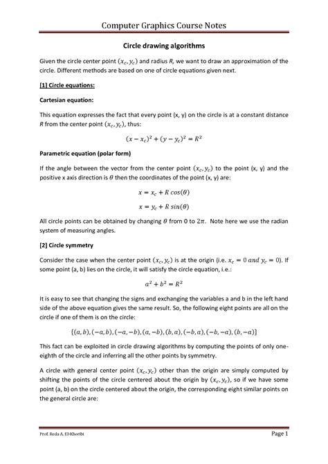 SOLUTION Circle Drawing Algorithm Studypool