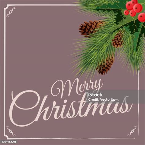 메리 크리스마스와 새 해 복 많이 인사말 카드 Chrirstmas 장식 전나무 봉우리 홀리 베리를 벡터 일러스트 레이 션 Baner 포스터 0명에 대한 스톡 벡터 아트 및