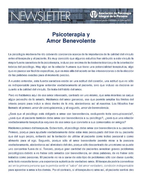 8 4 Psicoterapia Y Amor Benevolente Juan Pablo Rojas Psicoterapia Y Amor Benevolente La