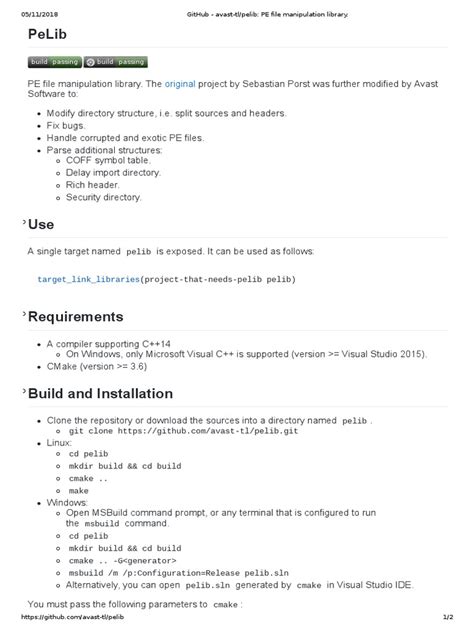 github avast tl pelib pe file manipulation library pdf