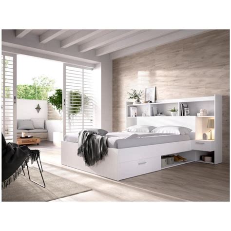 Vente Unique Letto Con Scomparti Portaoggetti E Comodini Integrati