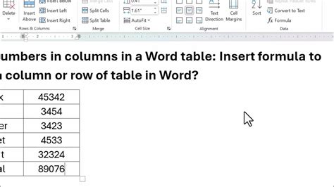 Add Numbers In Columns In A Word Table Insert Formula To Sum A Column