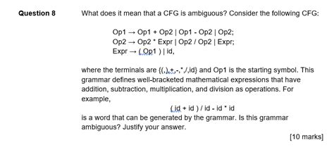 solved what does it mean that a cfg is ambiguous consider
