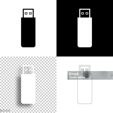 Usb 플래시 드라이브 디자인 아이콘입니다 빈 흰색 및 검은색 배경 선 아이콘 Usb 메모리에 대한 스톡 벡터 아트 및 기타 이미지 Usb 메모리 가지 식물 부위