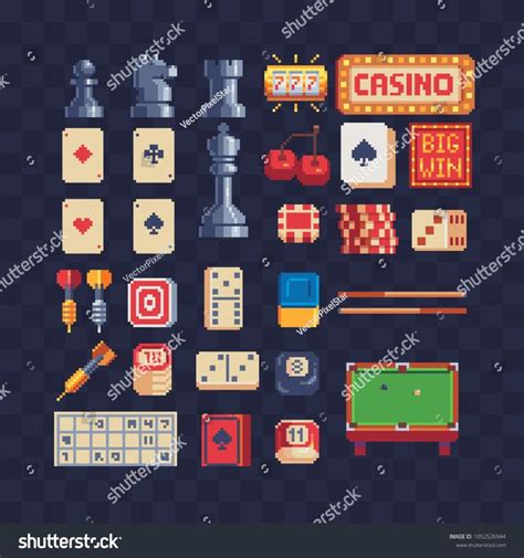 Pixel Art 80s Style Icons Set For Board Games