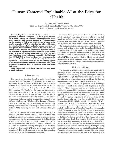 Pdf Human Centered Explainable Ai At The Edge For Ehealth