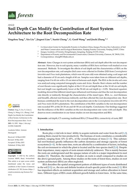 (PDF) Soil Depth Can Modify the Contribution of Root System Architecture to the Root ...