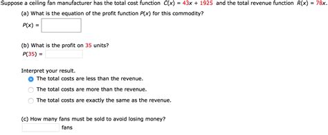 Solved A Linear Revenue Function Is R X Assume R Is Chegg