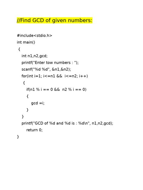 find gcd of given numbers pdf