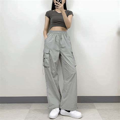 No마진 당일출고 Rock카고 포켓 하이웨스트 스트링 2way 트레이닝 조거 바지 밴딩 팬츠 Y2k 유니크 빈티지 힙한 무드 데일리 스트릿 클럽 아이돌방송댄스 댄서공연무대