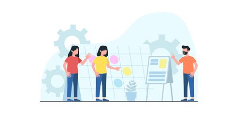 비즈니스 미팅 플랫 일러스트레이션 비즈니스 워크플로우 시간 관리 계획 작업 앱 팀워크 의 개념 웹 배너 마케팅 자료 비즈니스