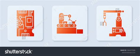 Set Factory Conveyor System Belt Electronic Stock Vector Royalty Free 1664377039