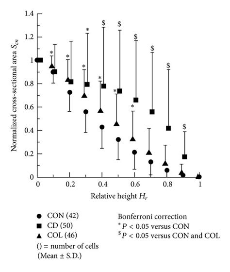 The Cross Sectional Area Of Cells Normalized With Adhesion Areas Download Scientific Diagram