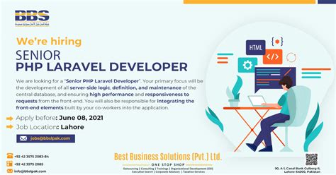 senior php laravel developer required bbs