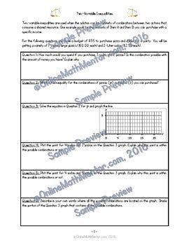 Two Variable Inequalities Solving And Graphing By Barnhart University