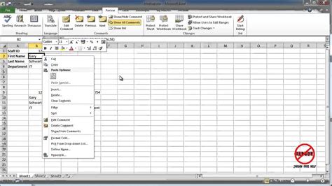 Excel Inserting And Editing Comments Youtube