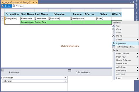 Calculate Percentage Of Total In SSRS