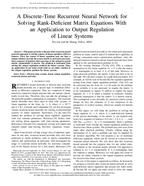 Pdf A Discrete Time Recurrent Neural Network For Solving Quadratic Programs With Application