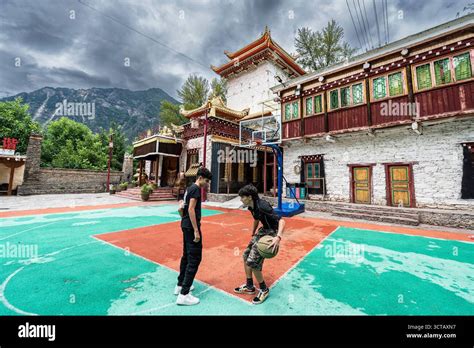 Basketball Court In Zhonglu Buddhist Temple Zhongluxian Tibetan