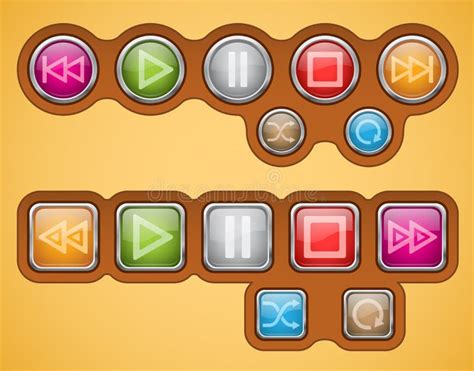 Glossy Rounded Square Buttons With Play Sign Stock Vector Illustration Of Modern Bright 19204110