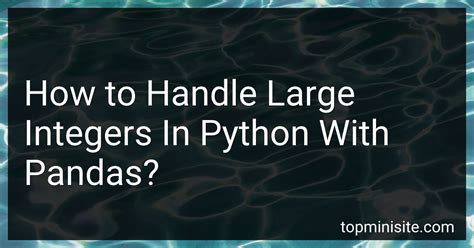 How To Handle Large Integers In Python With Pandas In 2024