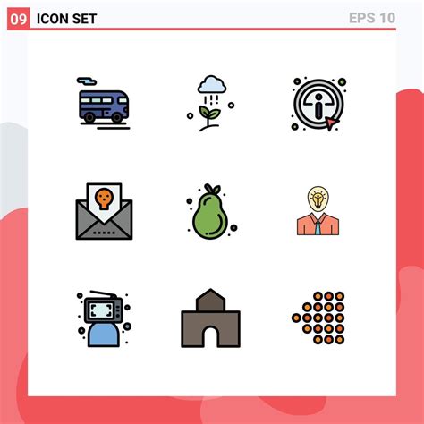 9 Universal Filledline Flat Color Signs Symbols Of Mail Halloween Rain