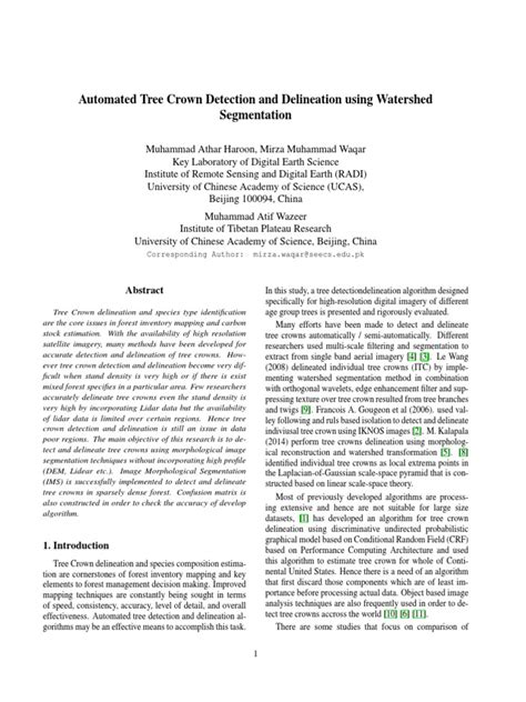 automated tree crown detection and delineation using watershed