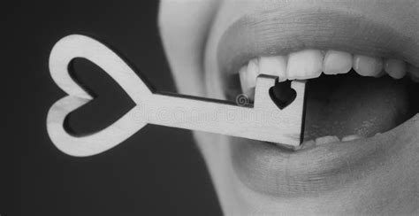 Language Barrier Secret Concept Wood Key In Lips Close Up Stock Image Image Of Glamour