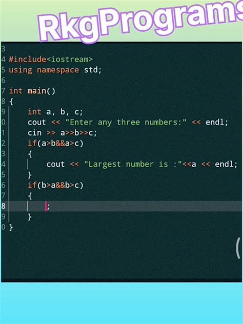 Program To Find Greatest Of Three Numbers Using If Statement In C🥰coding Programming Cc