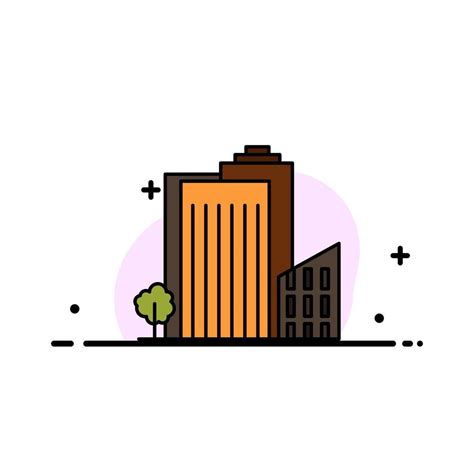 Building Build Dormitory Tower Real Estate Business Flat Line Filled Icon Vector Banner Template