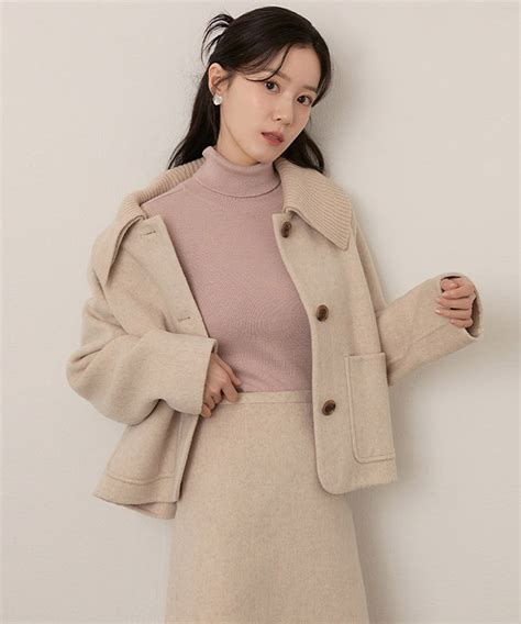 로엠 니트 카라 숏 코트2colorsrmjhd4tr11