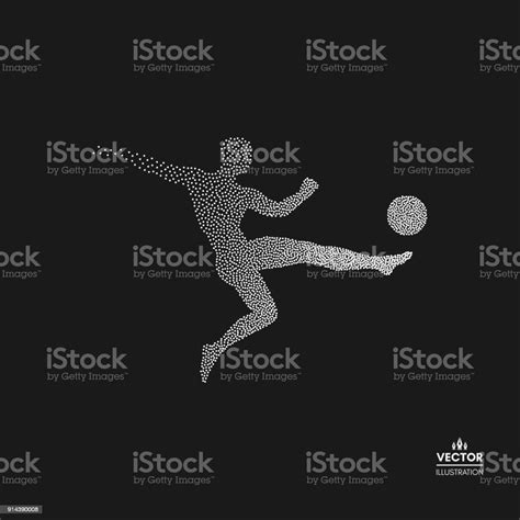 축구 선수 공입니다 사람의 그림자는 점선된입니다 벡터 일러스트입니다 Championship에 대한 스톡 벡터 아트 및 기타 이미지 Championship 거친 필름