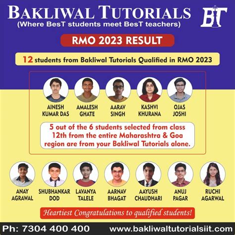 Recently Rmo 2023 Results Were Announced And 12 Students From Your