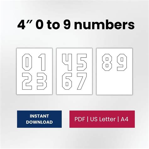 4 Inch Printable Number Templates 09 Digital Pdf For Classrooms