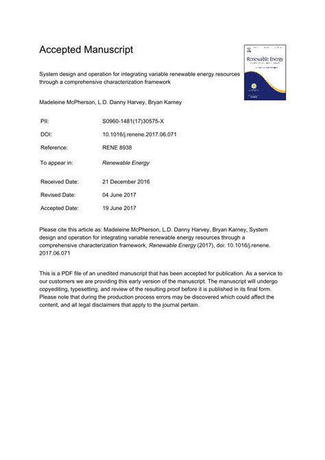 Pdf System Design And Operation For Integrating Variable · System