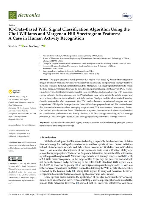 Pdf Iq Data Based Wifi Signal Classification Algorithm Using The Choi