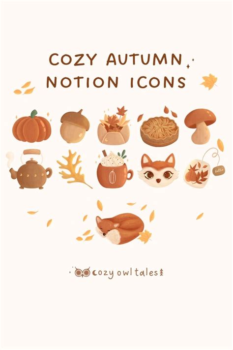 Autumn Fall Notion Icons For Notion Templates Hand Drawn Beige Notion Icons From Pumpkin Spice