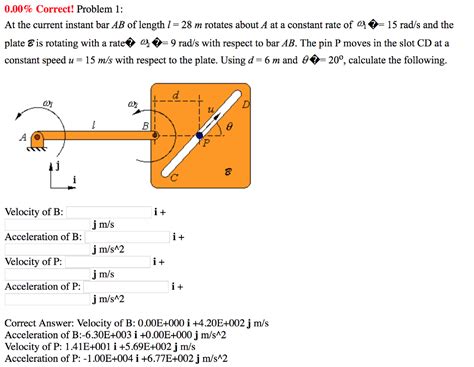 Solved 0 00 Correct Problem 1 At The Current Instant Bar Chegg Com