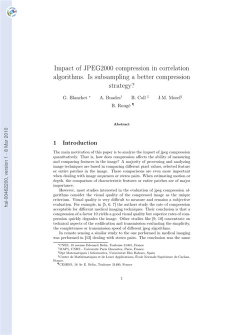 pdf impact of jpeg2000 compression in correlation algorithms is