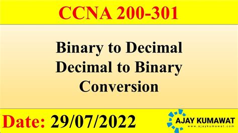 Decimal To Binary Conversion Binary To Decimal Conversion Ccna 200 301 Ccna Full Course